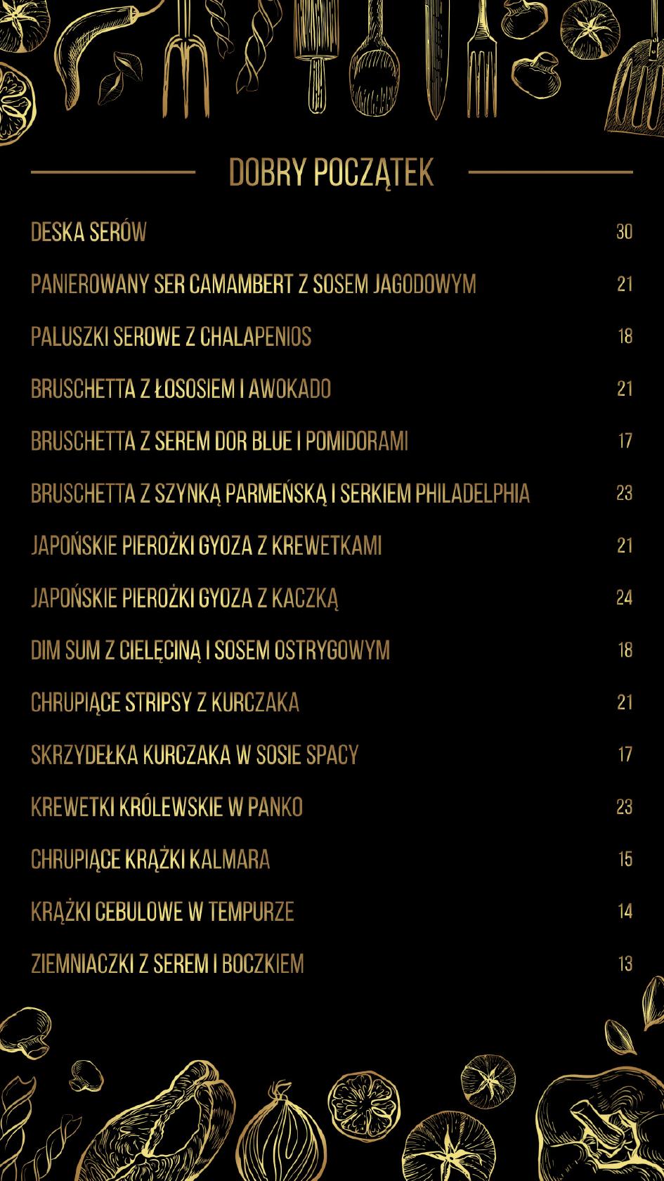 Menu at EscoBar Warszawa, Warsaw