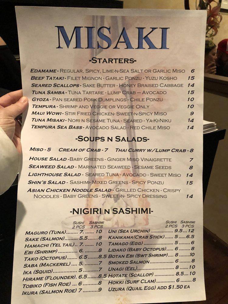 Menu at Misaki Restaurant, South Bethany