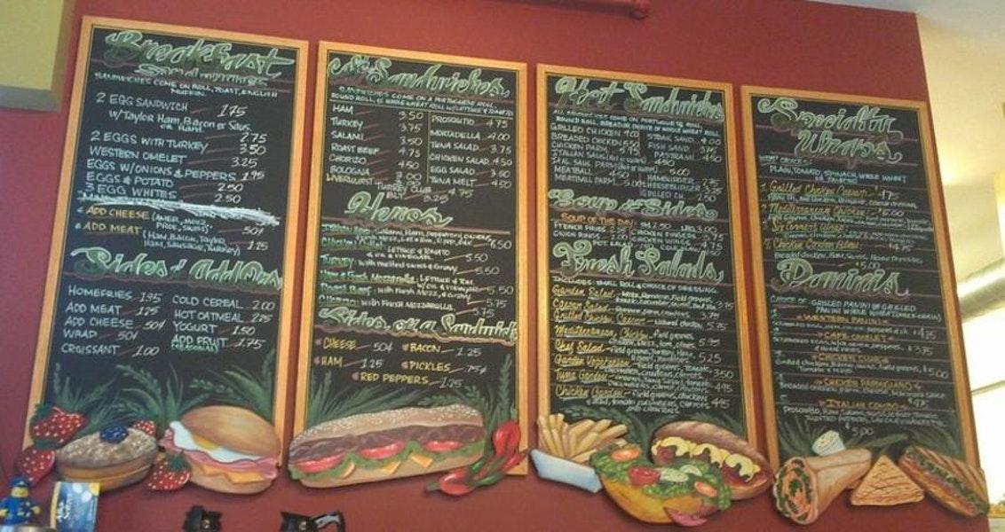 Menu at Six Corner cafe, North Bergen