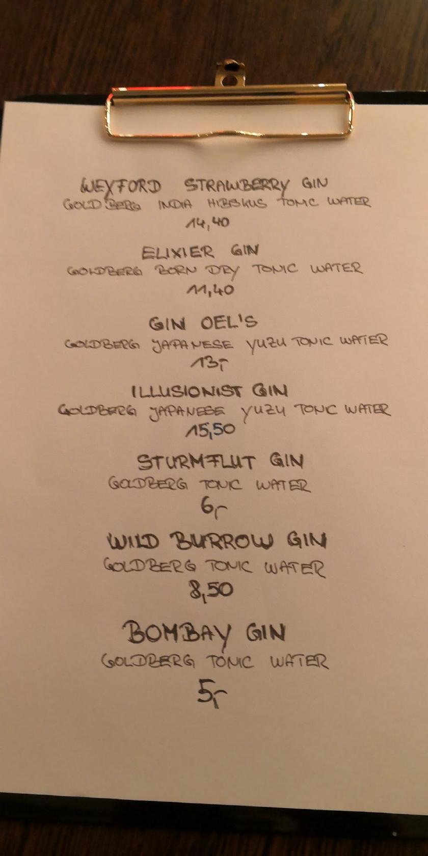 Menu at Sono pub & bar, Schlüchtern