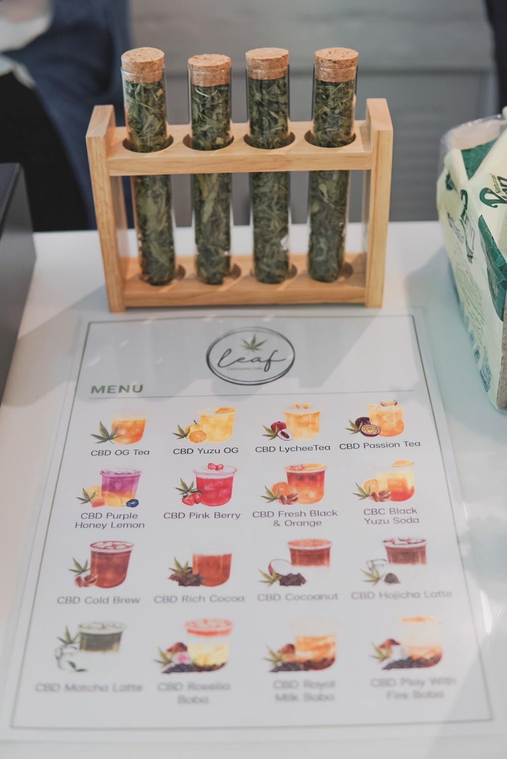 Menu at Leaf Cannabis Cafe, Bangkok