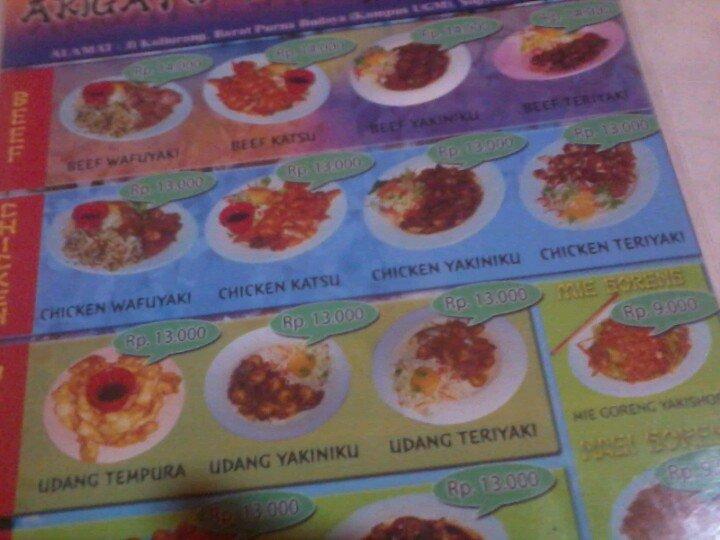 Menu at Arigato restaurant, Sendangadi