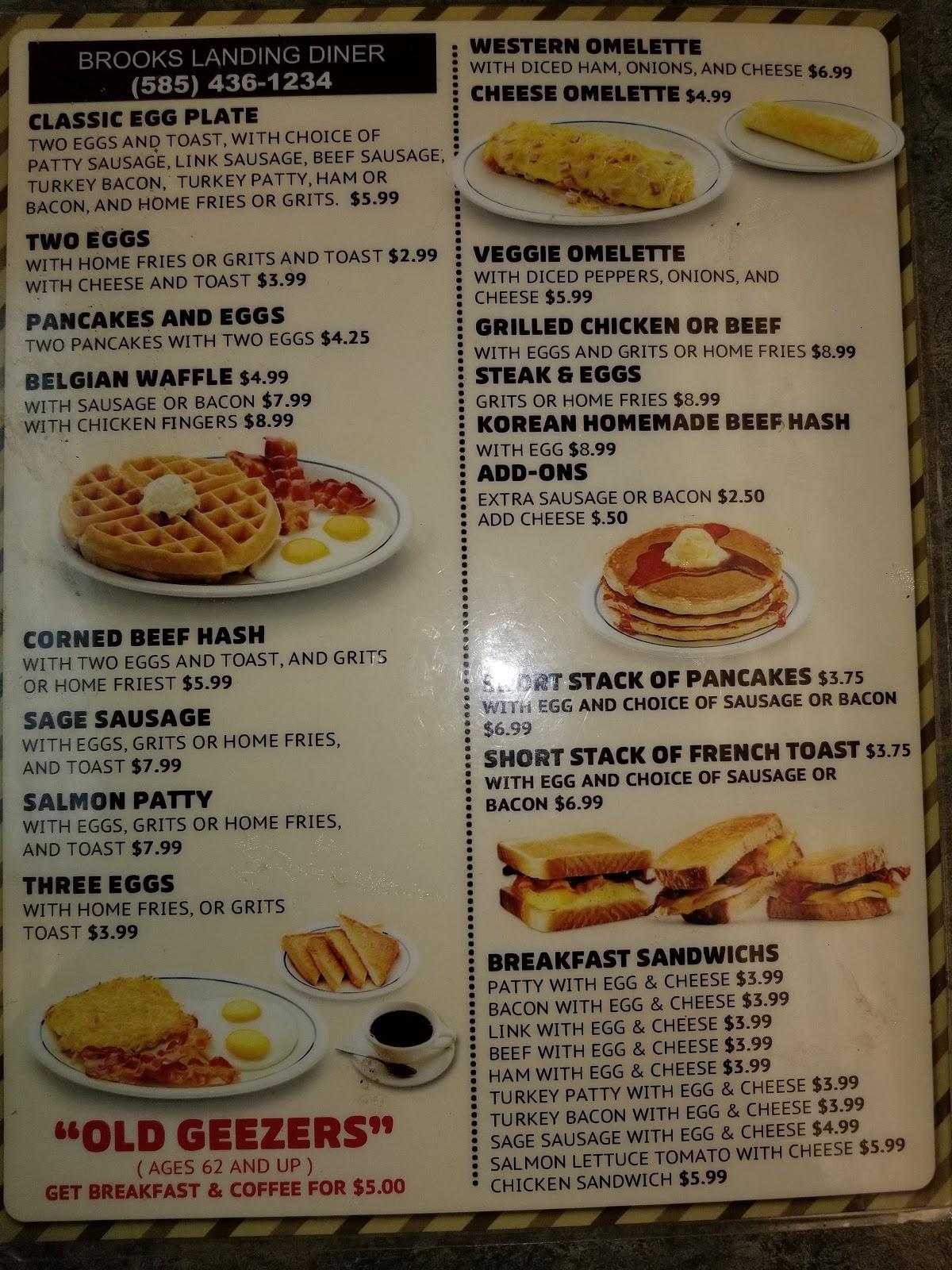 Menu at Brooks Landing Diner, Rochester