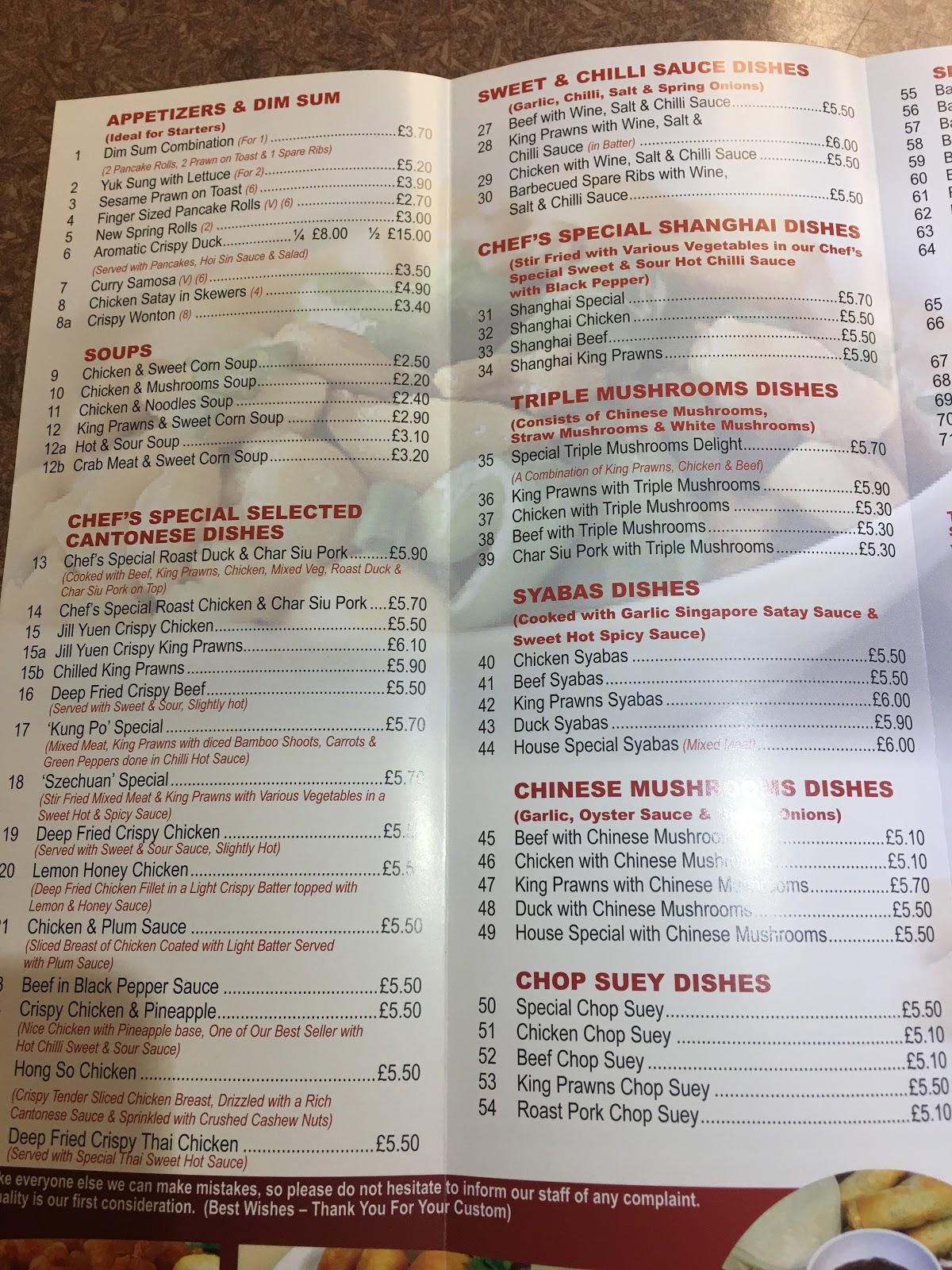 Menu at China Chef fast food, Burntwood