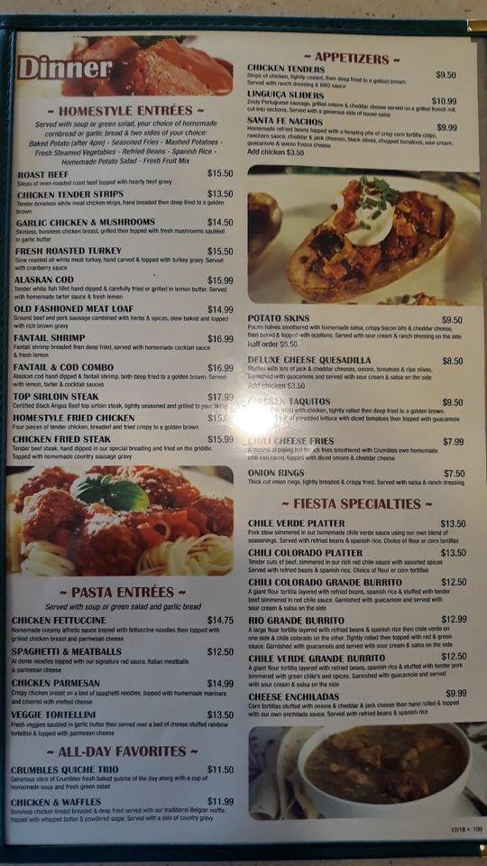 Menu at Crumbles Cafe & Bake Shop, Santa Maria