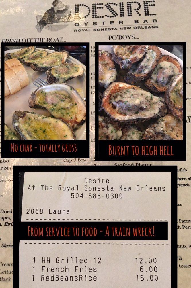 Menu at Desire Oyster Bar, New Orleans