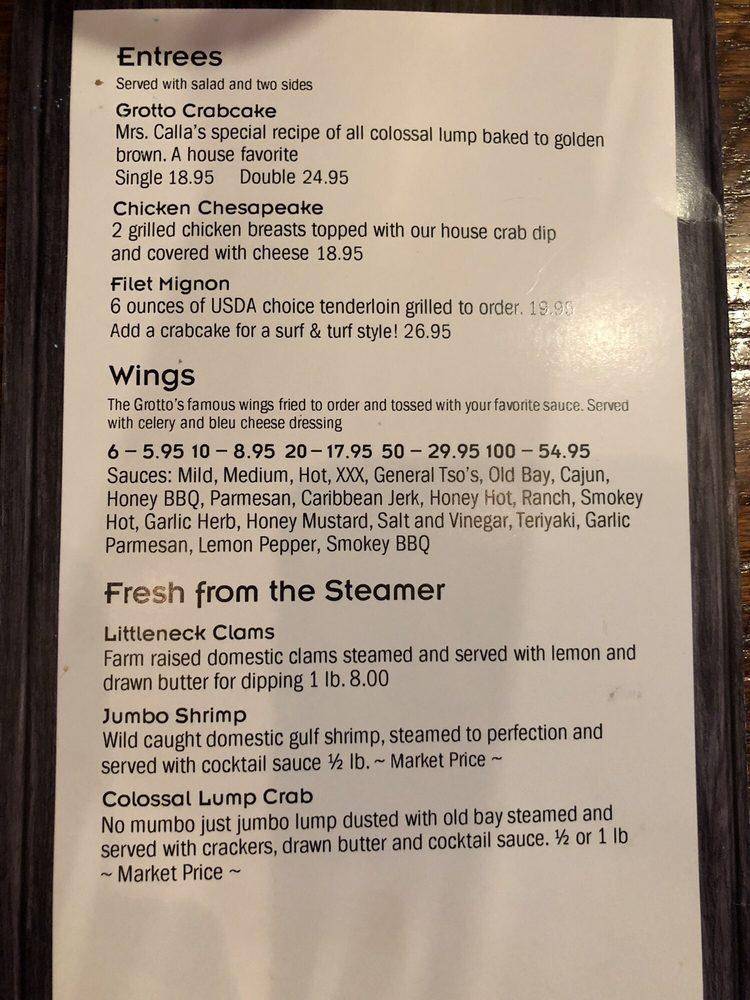 Menu at Grotto Pub, Enola