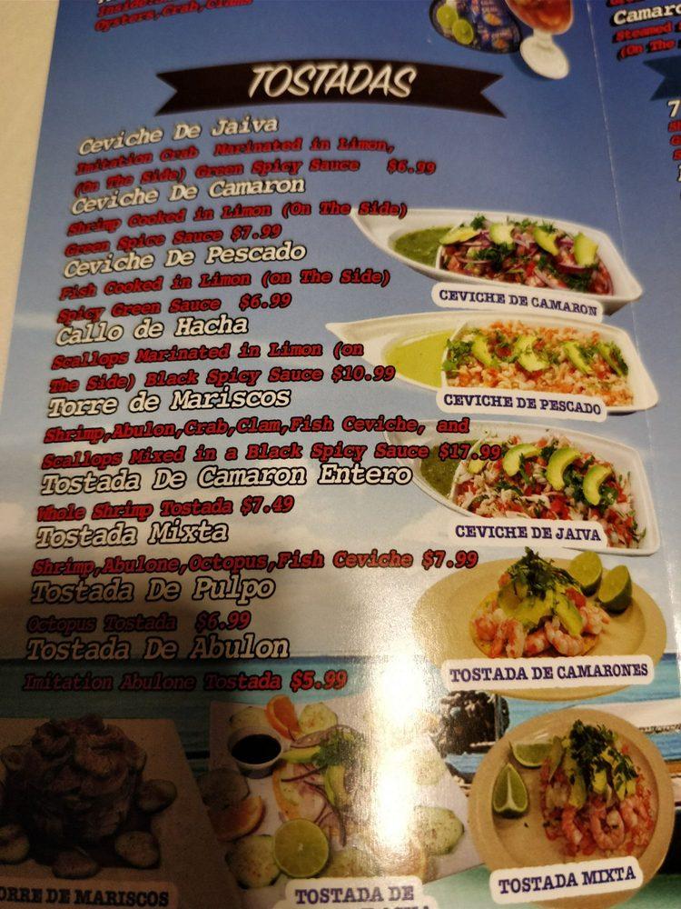 Menu at Mariscos Villa Del Mar restaurant, La Mirada