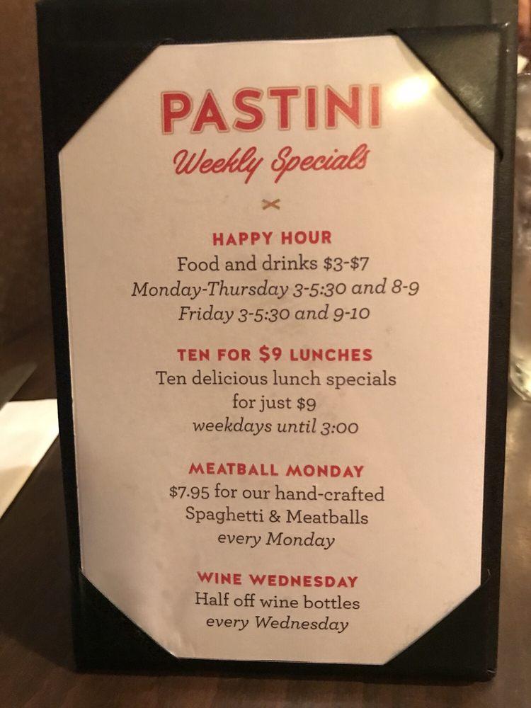 Menu at Pastini restaurant, Portland, NE Broadway