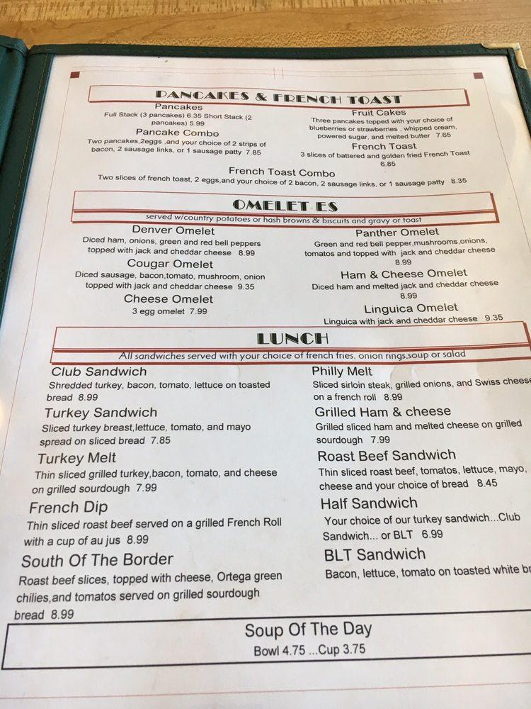 Menu at Waffle Factory restaurant, Escalon