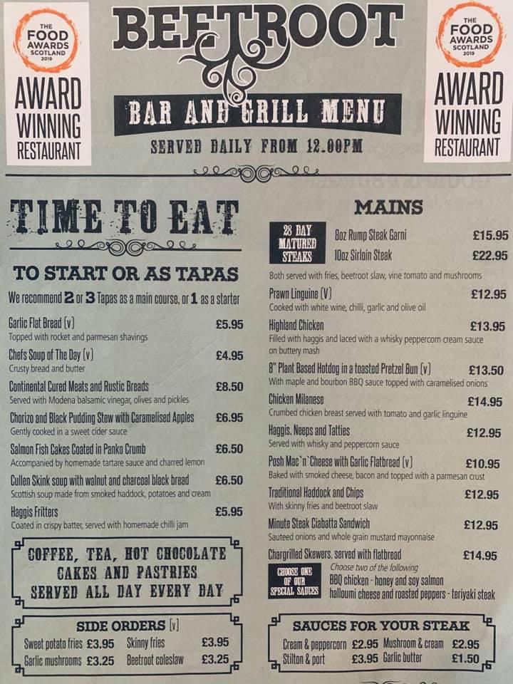 Menu at Beetroot Bar & Grill, Bonnyrigg