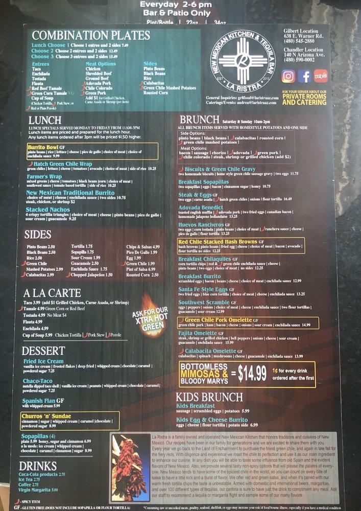 Menu at La Ristra New Mexican Kitchen pub & bar, Chandler