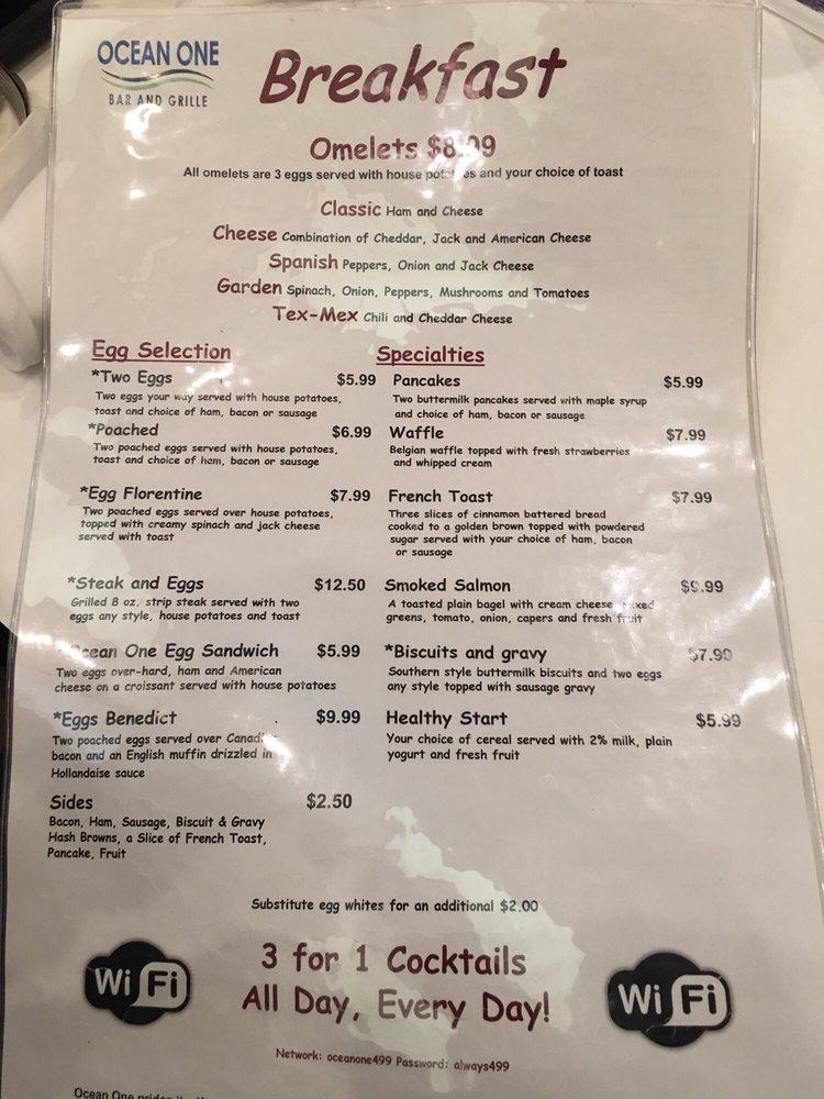 Menu at Ocean One Bar & Grille, Las Vegas