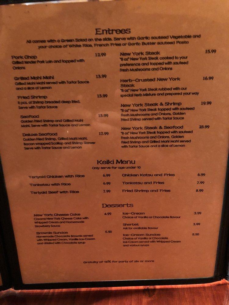 Menu at Sunlight Café restaurant, Hilo, Kilauea Ave