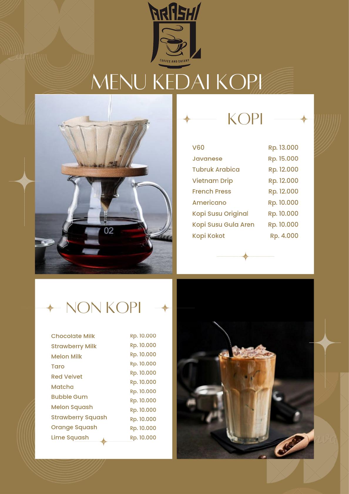 Menu at Arashi Coffee & Eatery, Sukoharjo