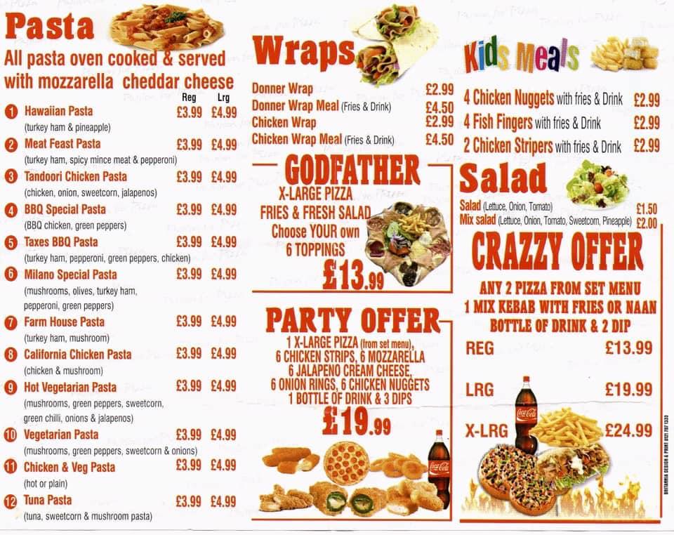 Menu at Caspian Pizza Wednesbury pizzeria, Wednesbury
