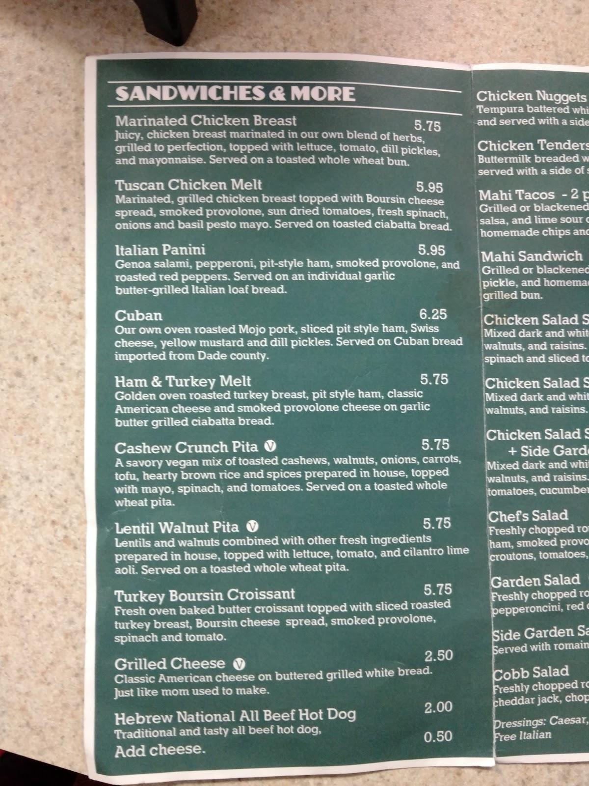 Menu at Common Grounds Cafe, West Melbourne