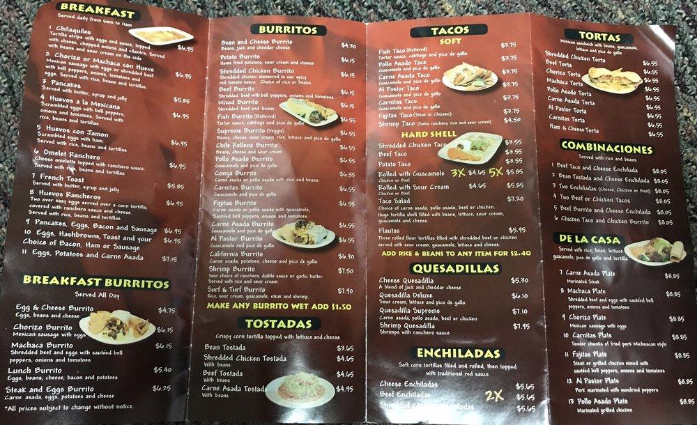 Menu at Cotixan Mexican Food restaurant, San Diego, Genesee Ave