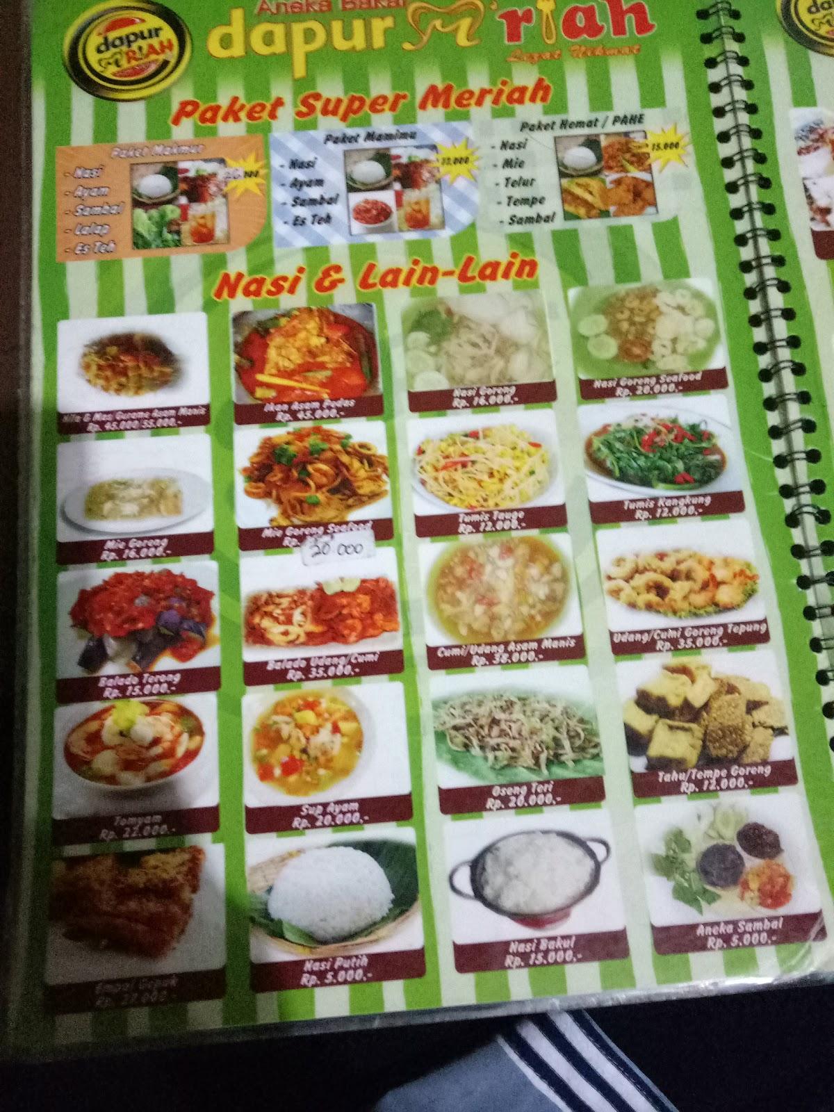 Menu at Dapur M'riah restaurant, Sidoarjo