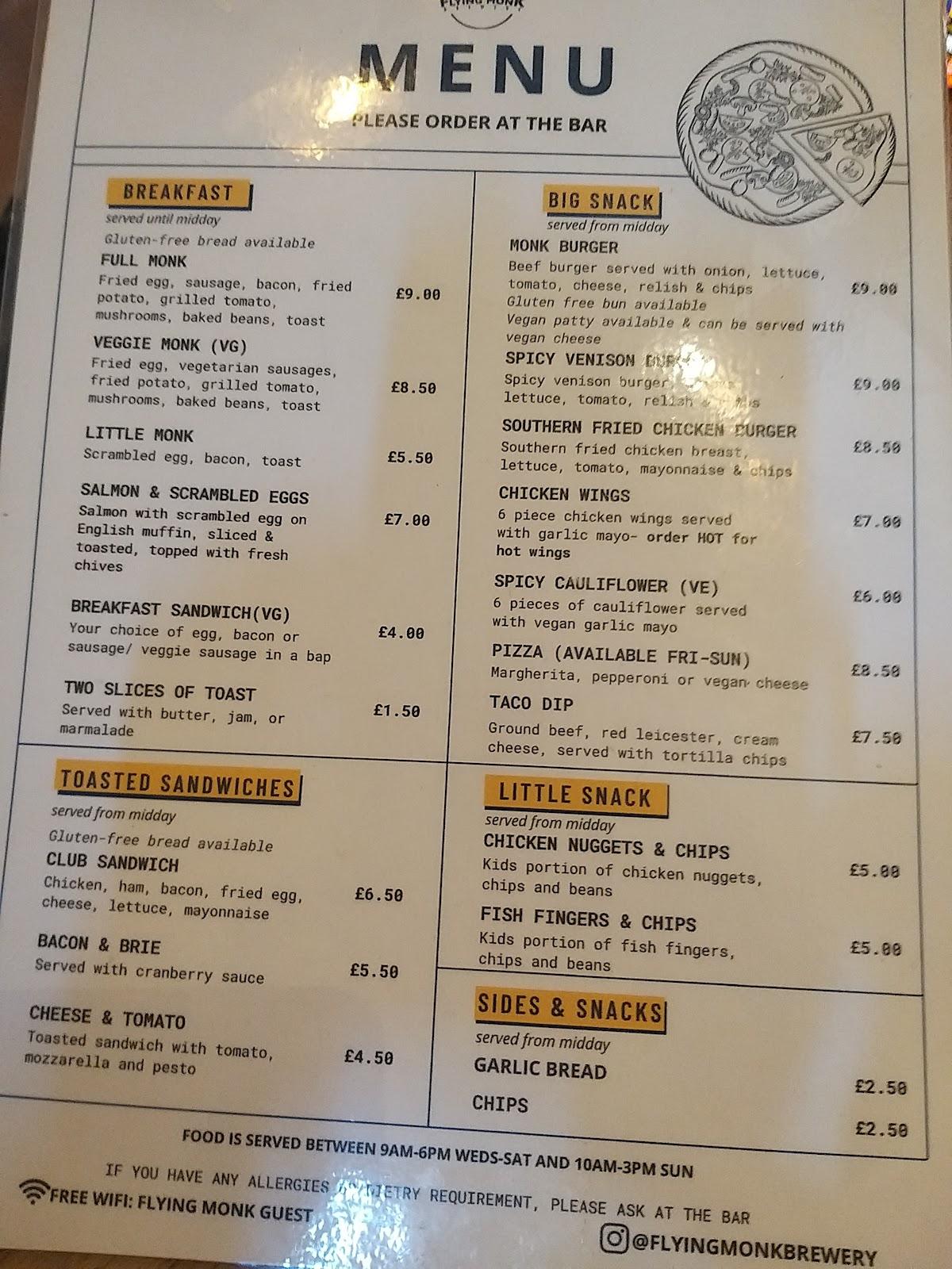 Menu at Flying Monk Café & Taproom, Sherston