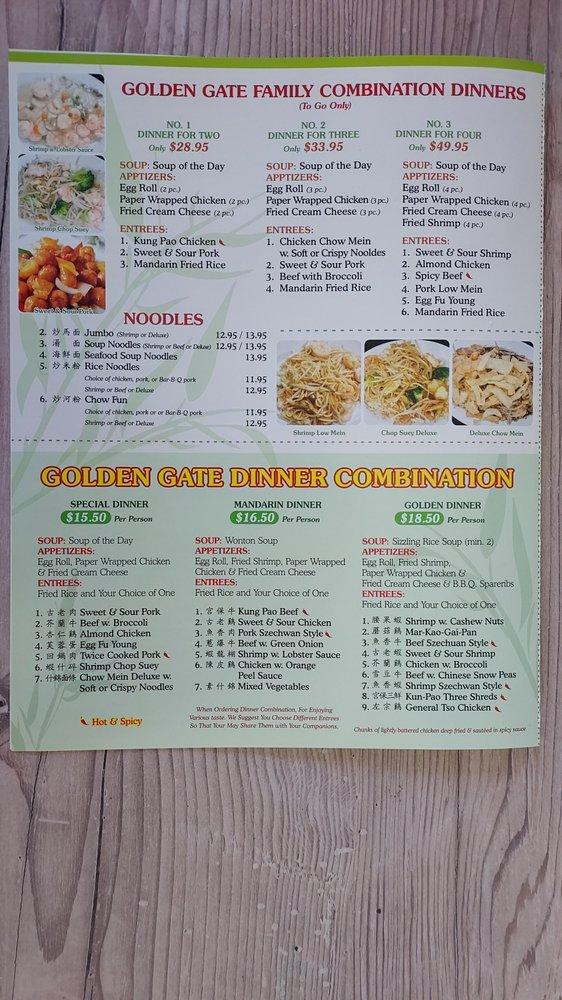 Menu at Golden Gate Chinese Restaurant, Victorville