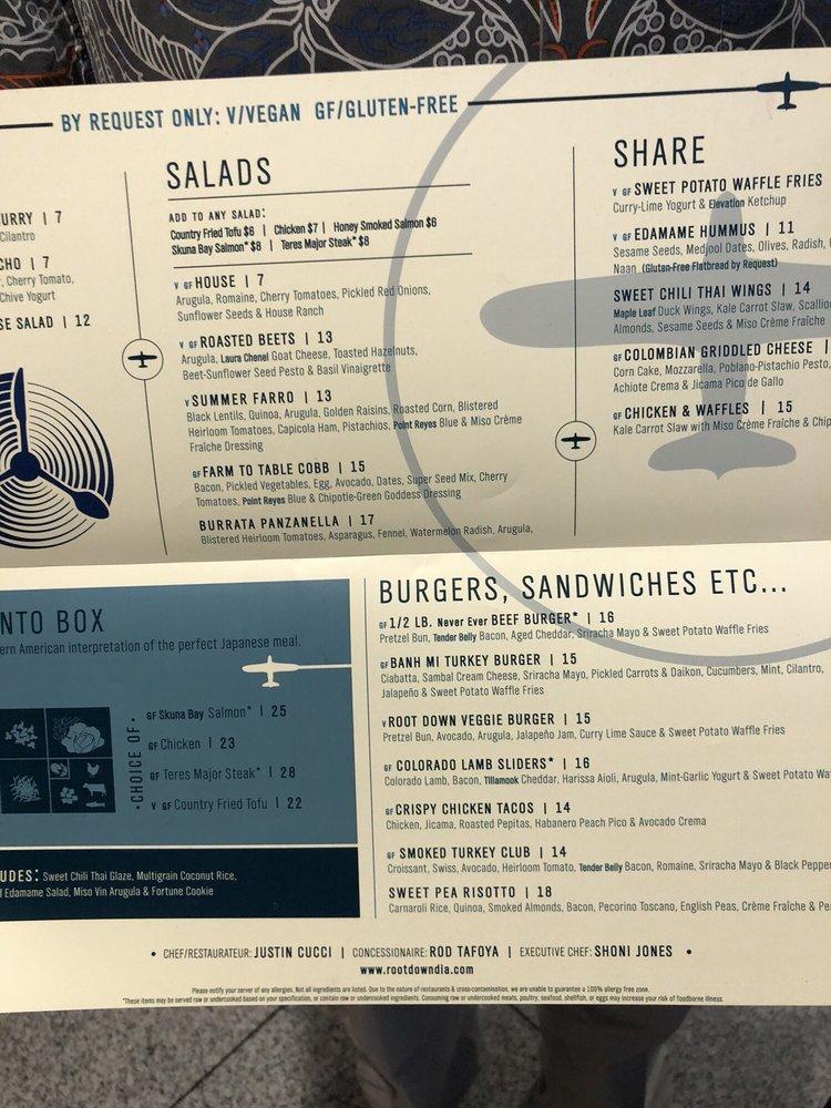 Menu at Root Down restaurant, Denver, W 33rd Ave