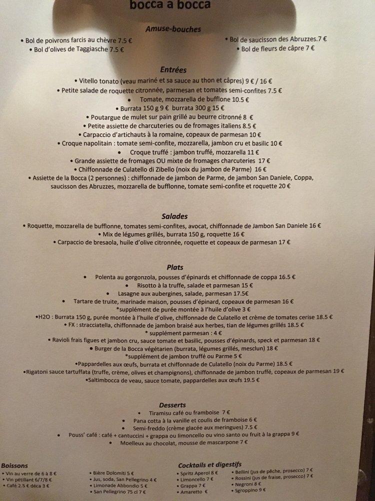 Menu at LA BOCCA – Votre épicerie italienne à Bordeaux restaurant, Bordeaux