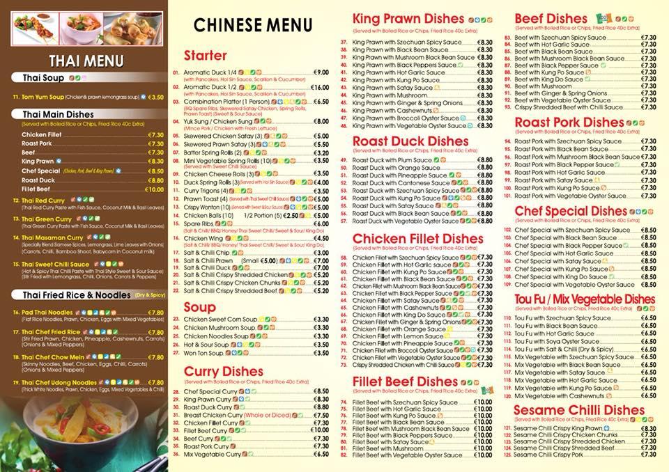 Menu at Chef Chinese (Swords) restaurant, Swords