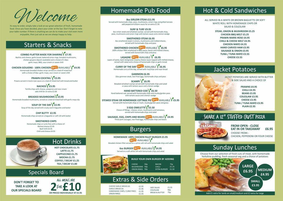 Menu at Green Dragon Inn pub & bar, Rotherham
