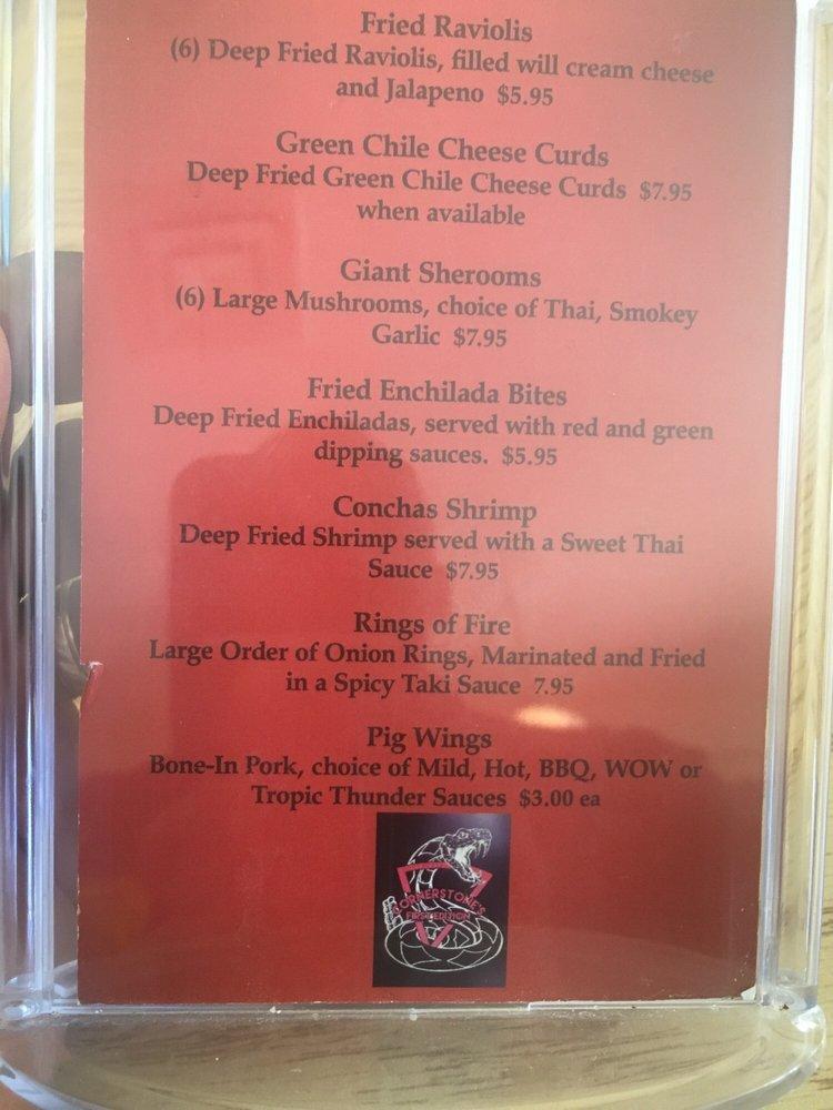 Menu at Cornerstone's First Edition pizzeria, Tucumcari