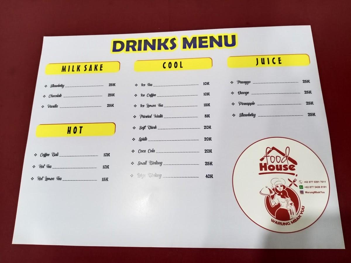 Menu at Food House restaurant, Mengwi
