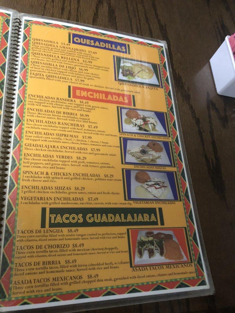 Menu at Guadalajara Mexican Grill restaurant, Pittsburg
