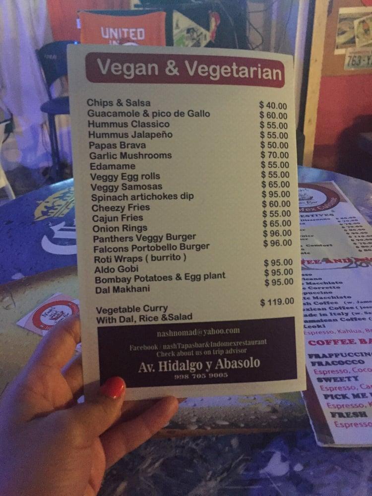 Menu at Nash's Sports Bar, Isla Mujeres