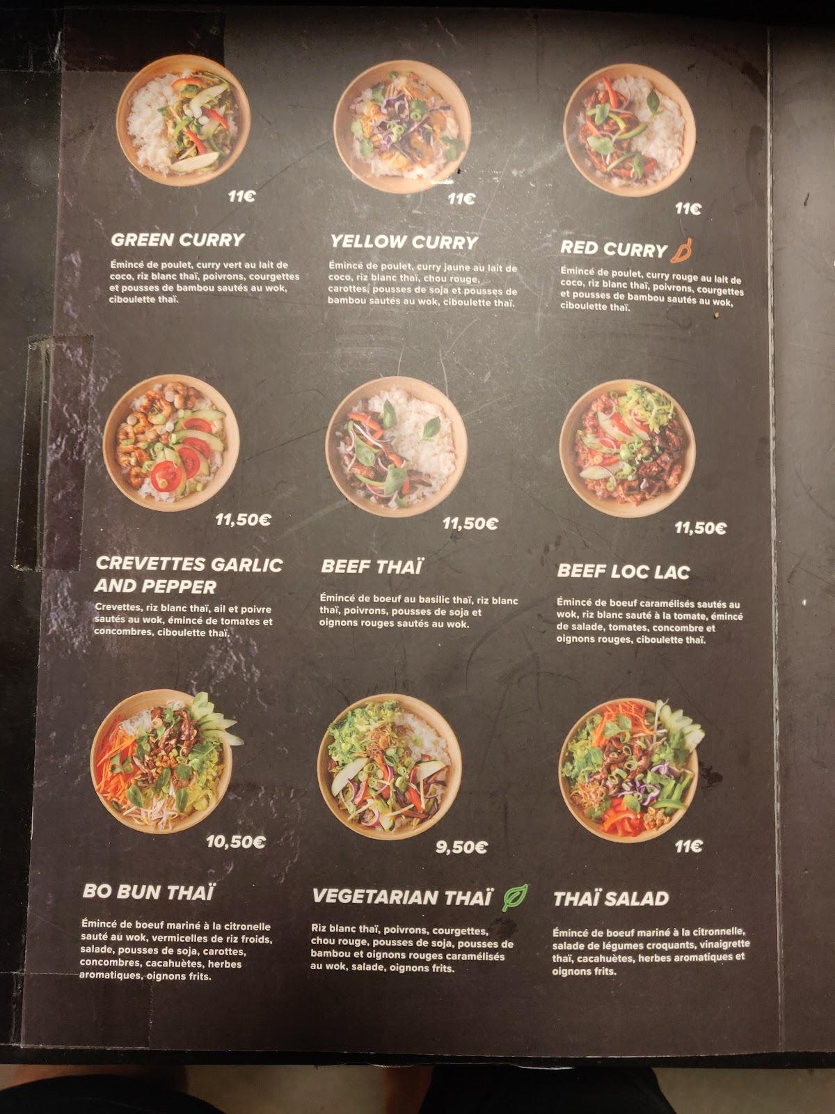 Menu at Pitaya Thaï Street Food restaurant, Reichstett