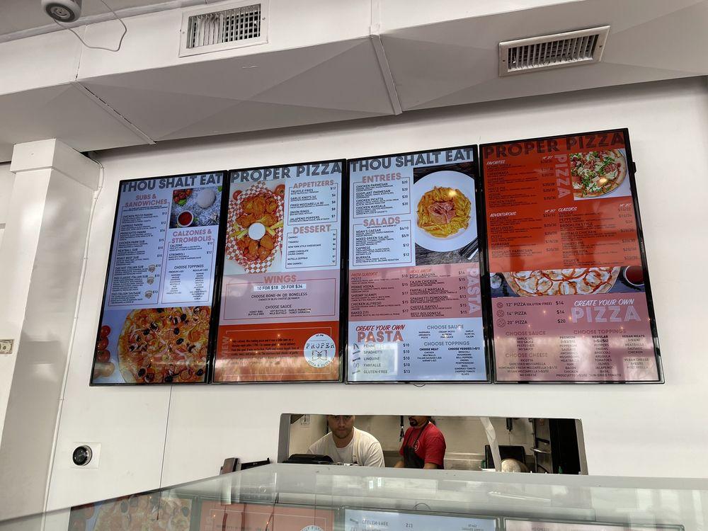 Menu at Proper Pizza and Pasta pizzeria, Los Angeles, W 3rd St