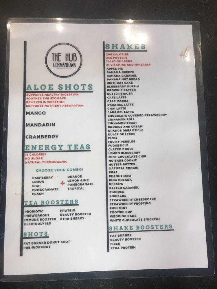 Menu at The Nutrition Hub pub & bar, Germantown
