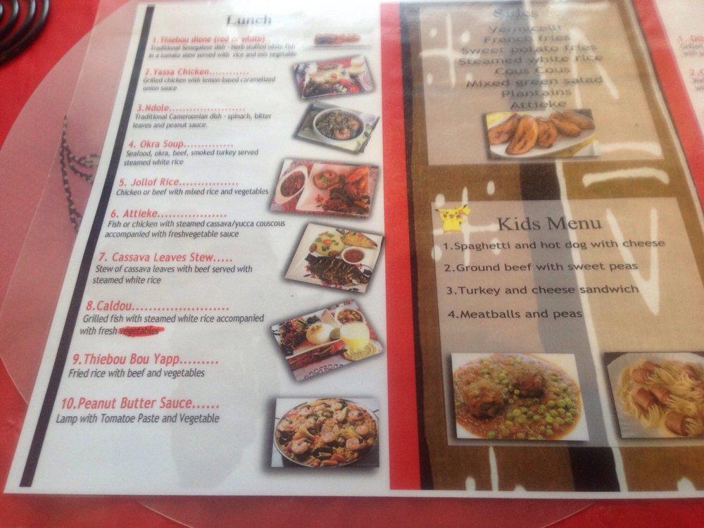 Menu at Chez Dior restaurant, Hyattsville