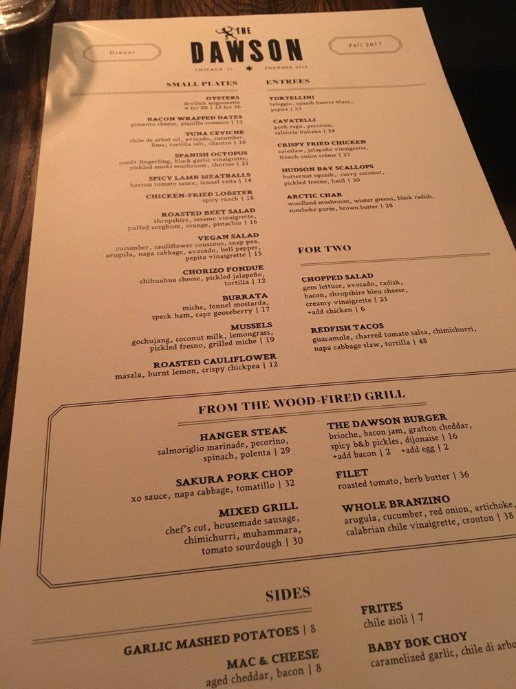 Menu at The Dawson pub & bar, Chicago