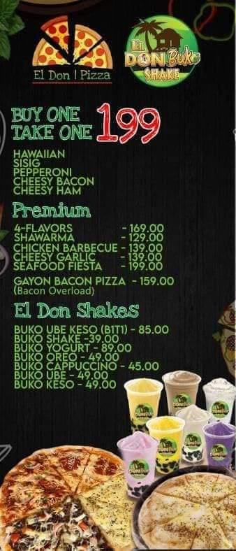 Menu at EL DON PIZZA - Bacon Branch restaurant, Sorsogon City