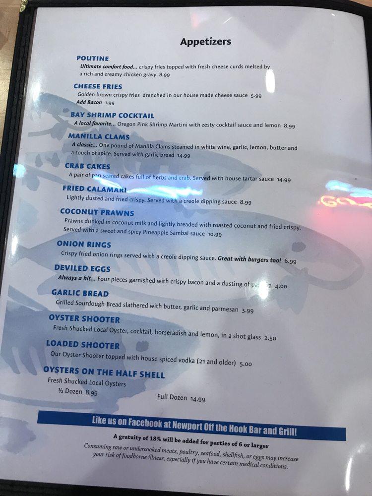 Menu at Off The Hook Bar & Grill, Newport