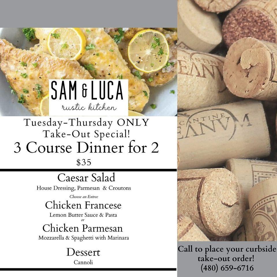 Carta del pub y bar Sam and Luca Rustic Kitchen, Mesa