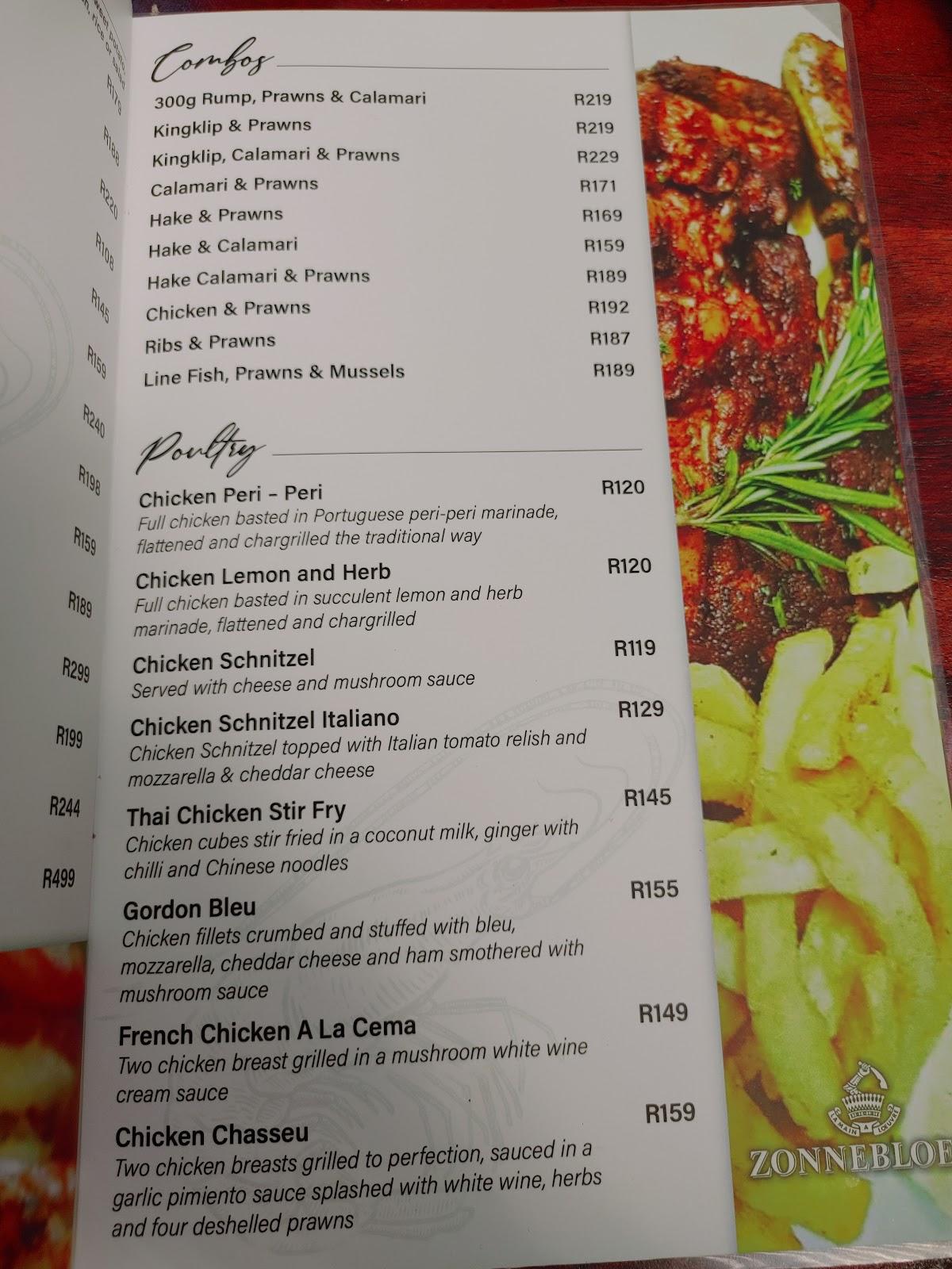 Menu at Toureiro House of Prawns restaurant, Pretoria, 978 Veda Ave
