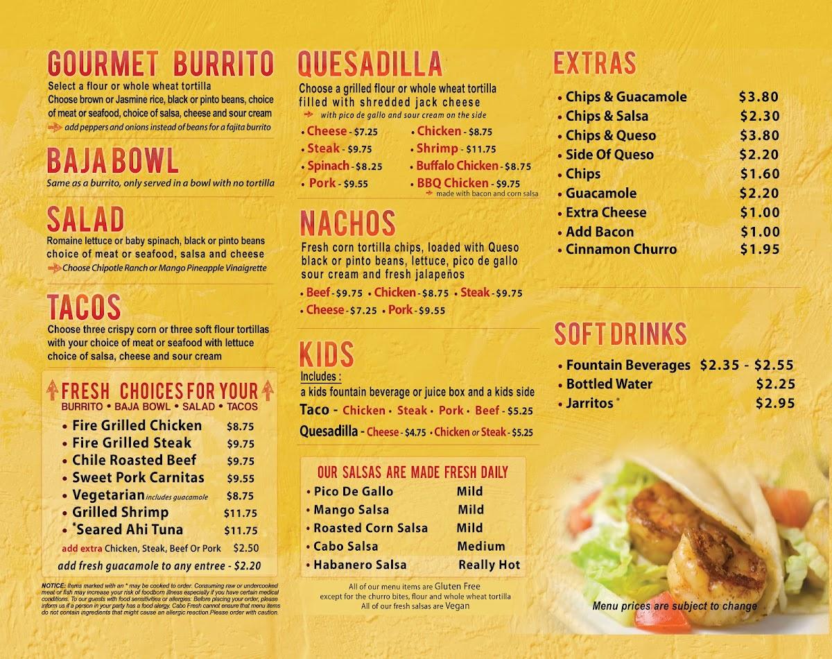 Menu at Cabo Fresh pub & bar, Smithtown, 79 NY-111