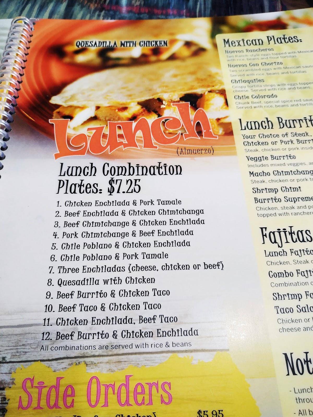 Menu at Chimi's Fresh-Mex restaurant, Bridgeton