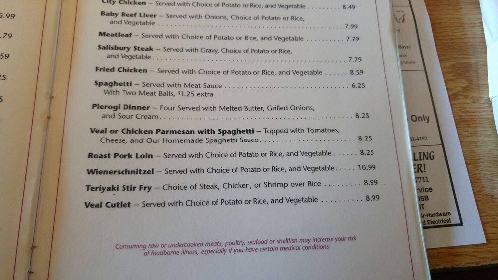 Menu at Red Chimney restaurant, Cleveland