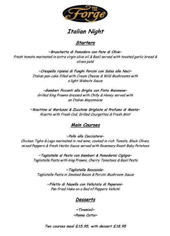 Menu at The Forge fast food, Belleek