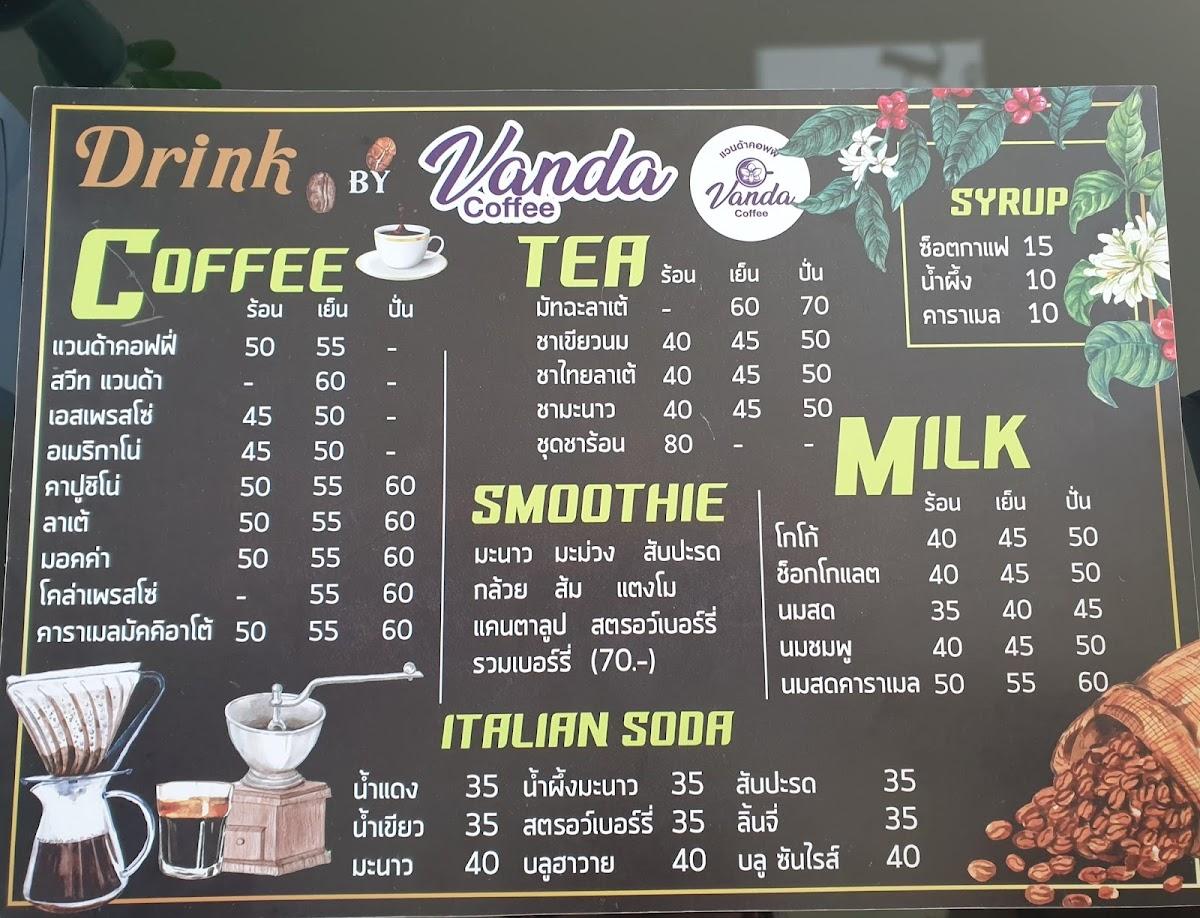 Menu at vanda coffee cafe, Chanthaburi