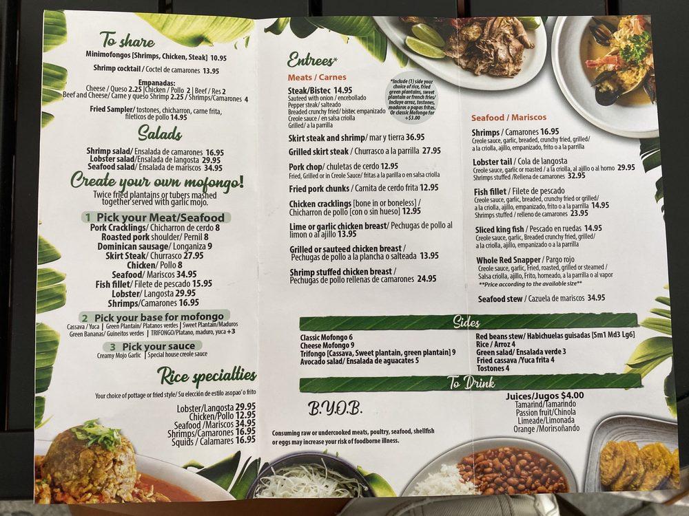 Menu at Casa Del Mofongo restaurant, Bethlehem, 553 Main St