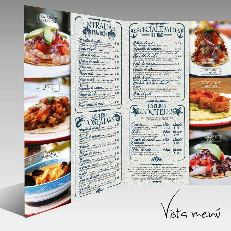 Menu at El Camaron Ahogado restaurant, Mexico City, Av Chapultepec 530-B