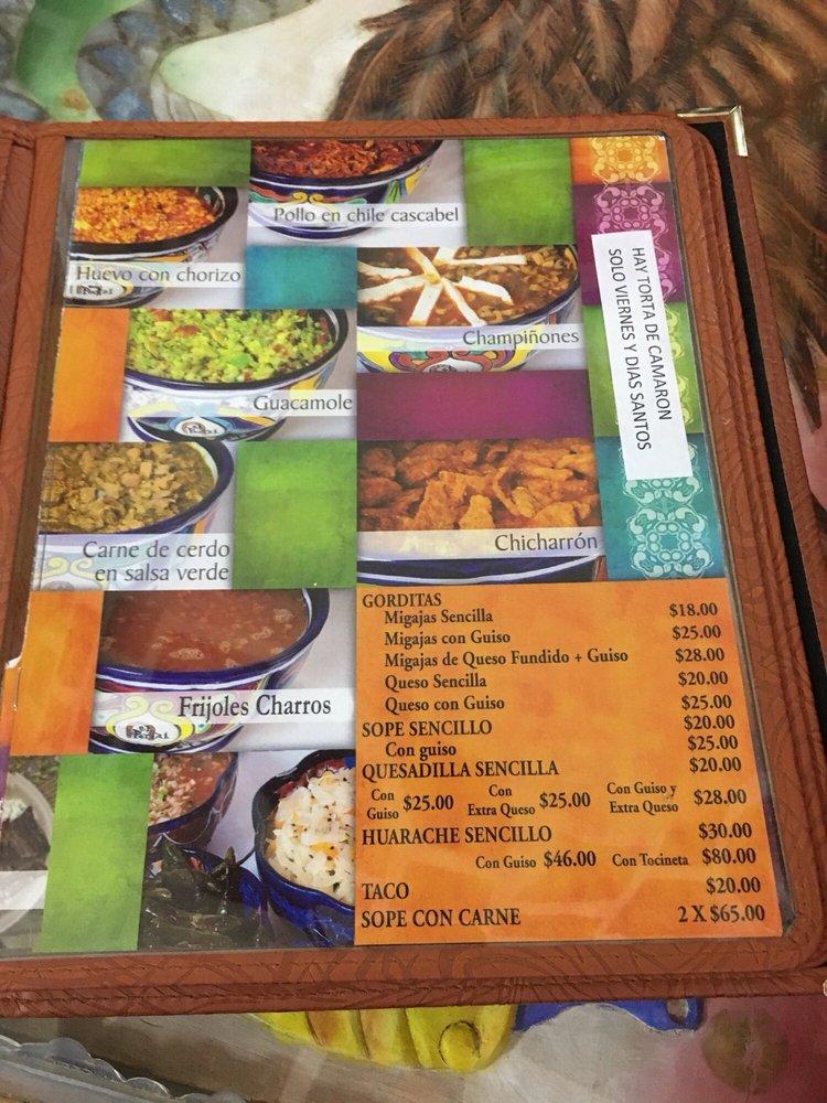 Menu at El Portal restaurant, Santiago de Querétaro